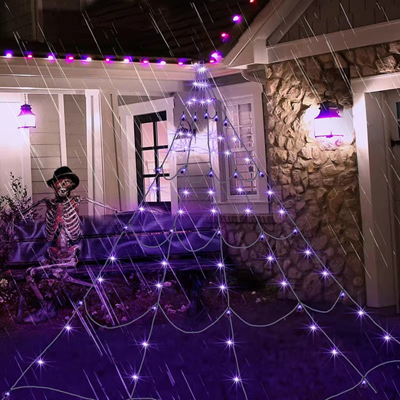 Glowing Purple Halloween Spider Web Decor – Zoraro
